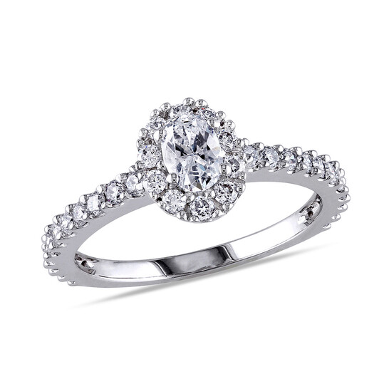Amour 1 CT TW Oval Halo Diamond Engagement Ring In 14K White Gold ...