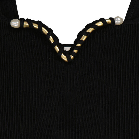 Aje Ladies Black Goldfoil Metal Bar Bodice, Size Large 23AW1038-BLK ...