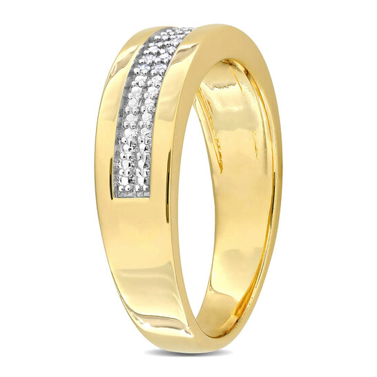 Amour 1/10ct TDW Diamond Men's Double Row Anniversary Band in Yellow ...