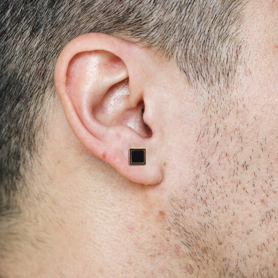 black stud earrings square