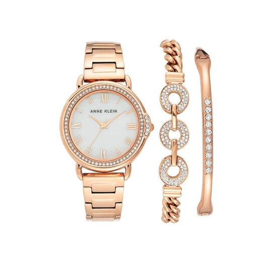 Anne Klein Quartz Crystal Ladies Premium Crystal Accented Bangle Watch ...