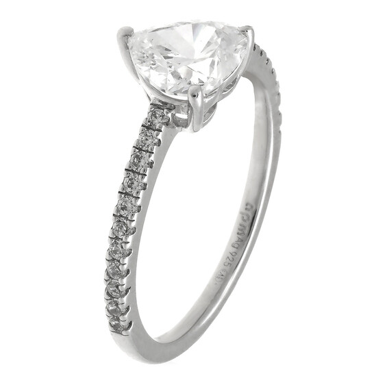Apm Monaco Heart Pave Sterling Silver Ring, Size 50 A22640OX - Jewelry ...