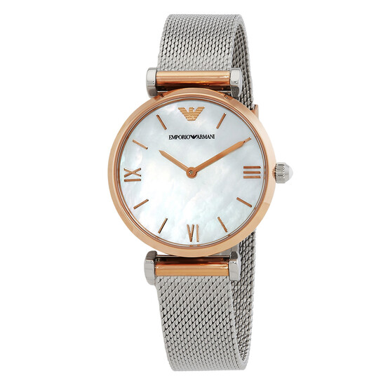 Armani Exchange Gianni T-Bar Retro Quartz White Mother of Pearl Dial ...