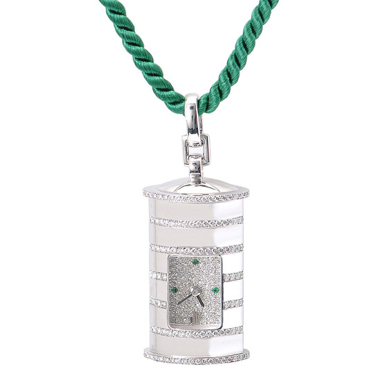 Audemars Piguet 18kt White Gold Diamond Emerald Pendant Watch 12576BC ...