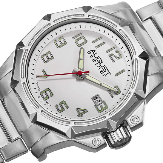 August Steiner Quartz White Dial Decagon Men's Watch AS8184SSW ...