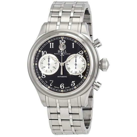 Ball Trainmaster Cannonball Chronograph Automatic Black Dial Men's ...