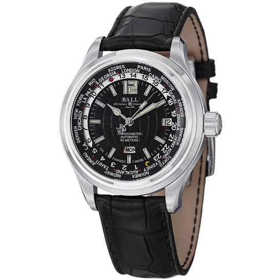 Ball Trainmaster World Time Automatic Black Dial Men's Watch GM1020D ...