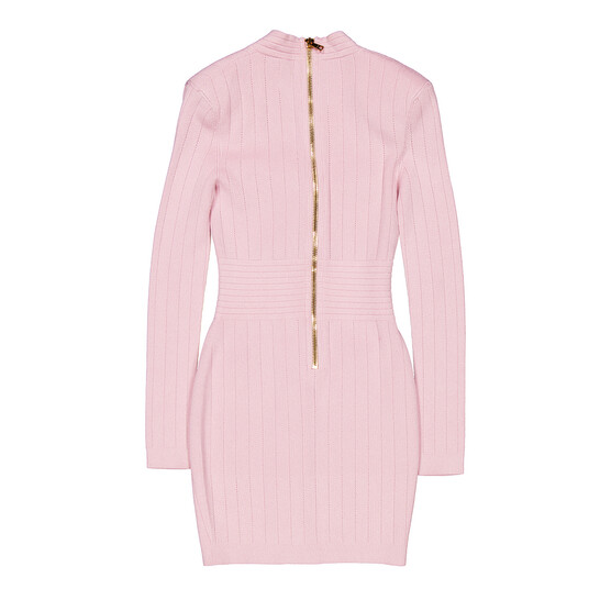 Balmain Button-Embellished Knitted Minidress, Brand Size 34 (US Size 2 ...