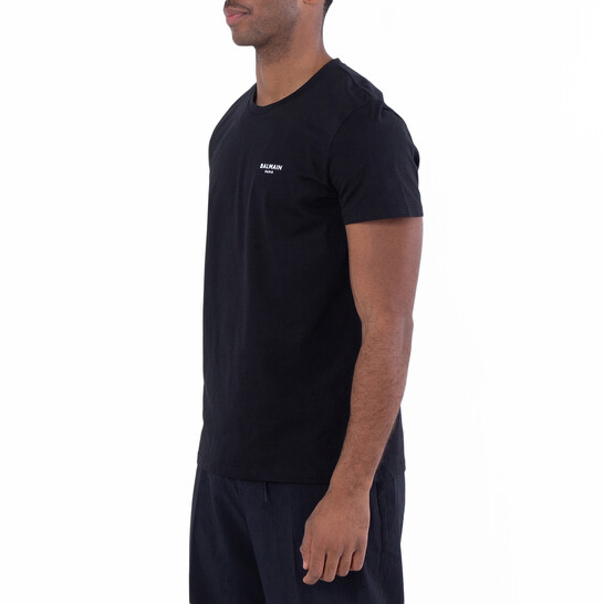 Balmain Flock Logo Cotton T Shirt, Size Small XH1EF000BB04-EAB ...
