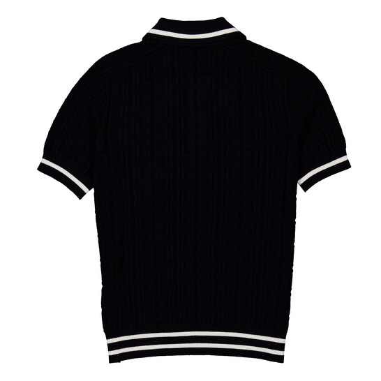 Balmain Knitted Wool Polo Shirt, Size Small DH1GB066KH02-NOIR/BLANC ...