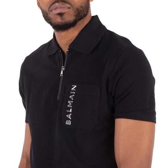 Balmain Laminato Logo-Lettering Polo Shirt, Size X-Small CH1GC030BC61 ...
