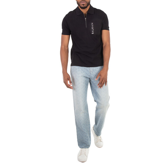Balmain Laminato Logo-Lettering Polo Shirt, Size X-Small CH1GC030BC61 ...