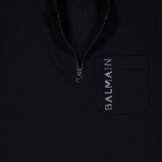 Balmain Laminato Logo-Lettering Polo Shirt, Size X-Small CH1GC030BC61 ...