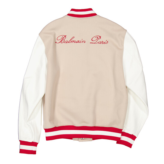 Balmain Logo Embroidered Varsity Jacket, Brand Size 46 (US Size 36 ...