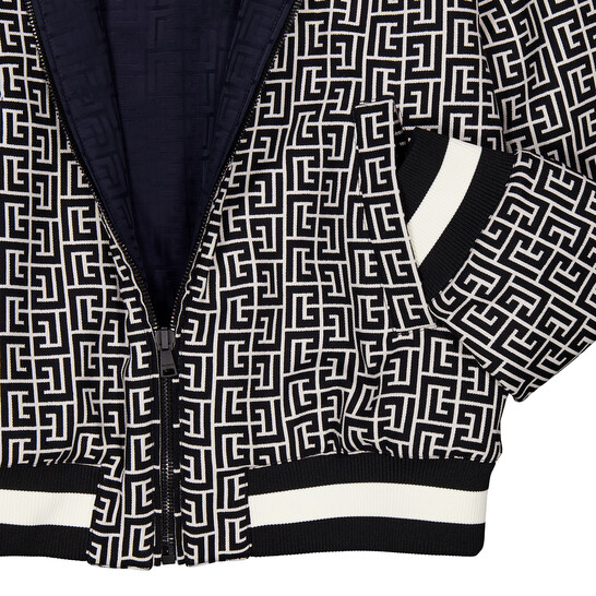 Balmain Monogram Jacquard Reversible Bomber, Brand Size 48 (US Size 38 ...