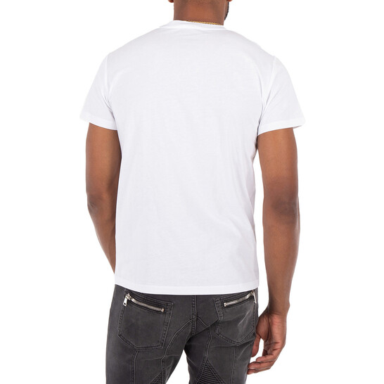 Balmain Palm-Print Cotton T-Shirt, Size Small DH1EF000GD85-BLANC/NOIR ...