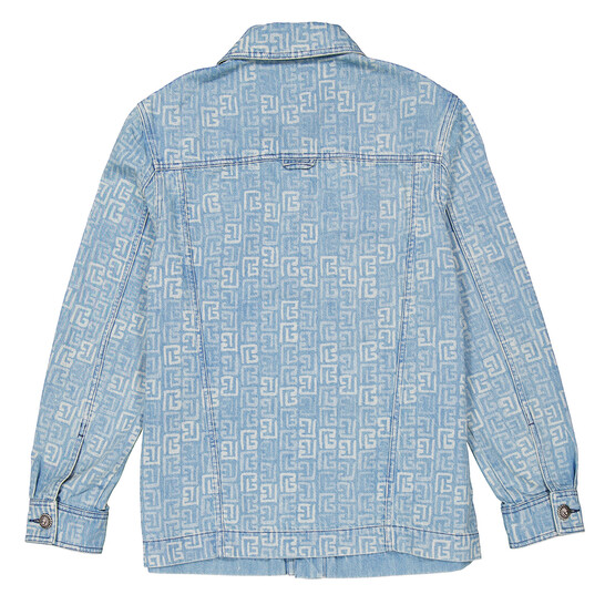 Balmain PB Logo Monogram Pattern Denim Jacket, Brand Size 48 (US Size ...