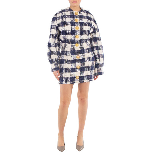 Balmain Tweed Crop Bomber Jacket, Brand Size 34 (US Size 2 ...