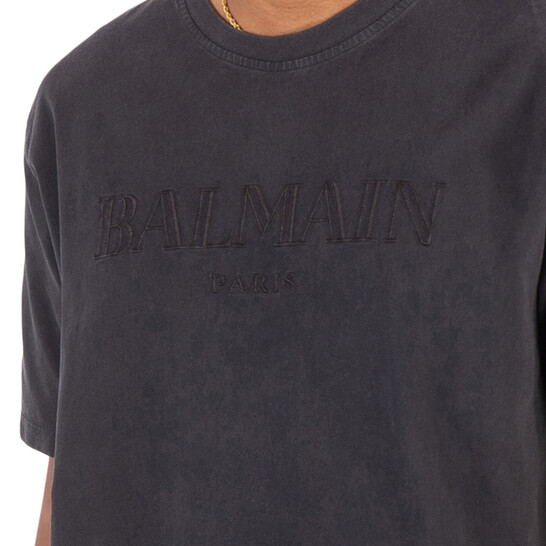 Balmain Vintage Logo Embroidered T-Shirt, Size Small DH1EG010BC72-GRIS ...