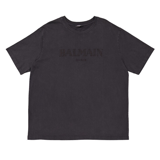 Balmain Vintage Logo Embroidered T-Shirt, Size Small DH1EG010BC72-GRIS ...