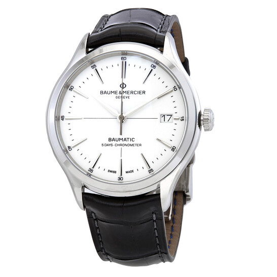 Baume Et Mercier Clifton Baumatic Automatic Men's Black Leather Watch ...