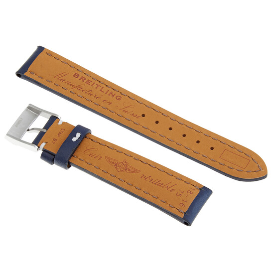 Breitling Blue Leather Strap Stainless Steel Tang Buckle 18-16mm 194X ...
