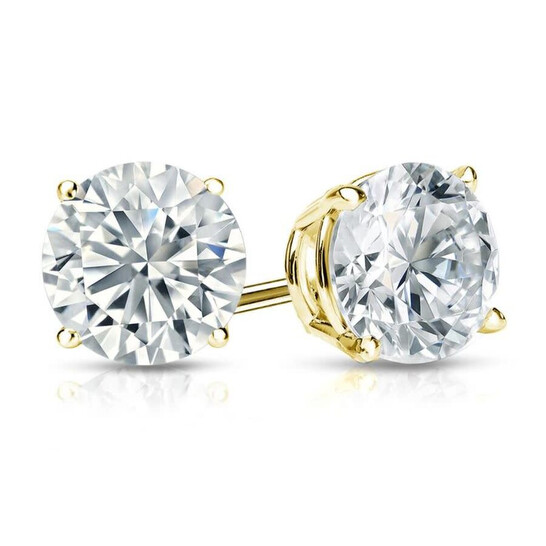 Brilliant Diamond 1 Carat Round Lab Grown Diamond Stud Earrings in 14K ...
