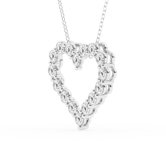 Brilliant Diamond 2 Carat Round Lab Grown Diamond Heart Pendant in ...