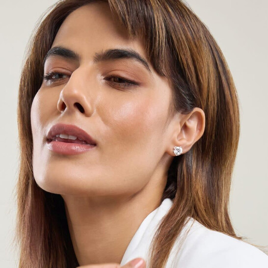 Brilliant Diamond 4 Carat Round Lab Grown Diamond Stud Earrings in 14K ...