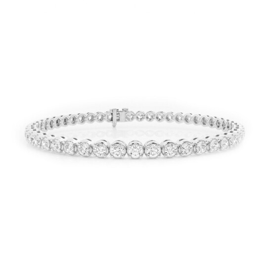 Brilliant Diamond 5.0 Carat Round Cut Lab Grown Diamond Tennis Bracelet ...