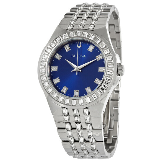 Bulova Crystal Quartz Blue Dial Men's Watch 96A254 042429585423 ...