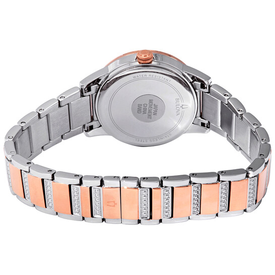 Bulova Crystal Turnstyle Mother of Pearl Dial Two-tone Ladies Watch ...