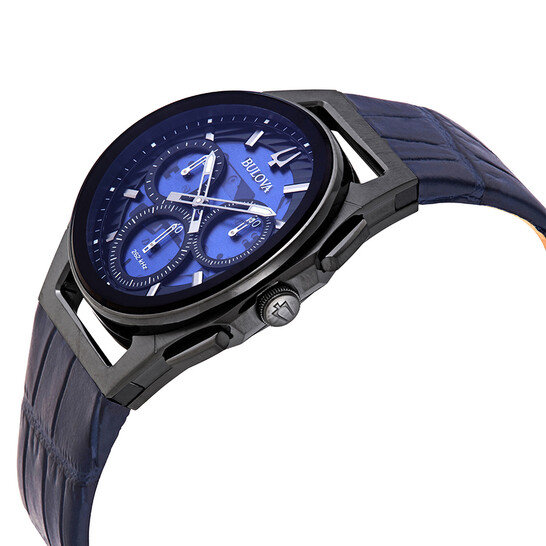 Bulova Curv Transparent Blue Dial Chronograph Quartz Men's Watch 98A232 ...