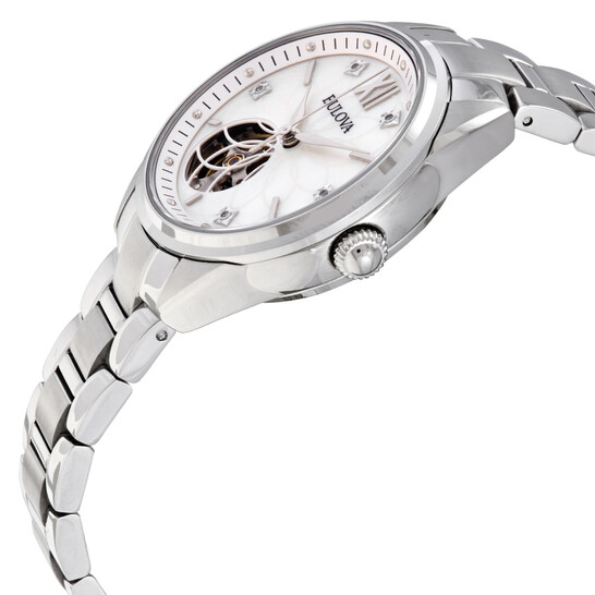 Bulova Automatic Diamond Silver Dial Stainless Steel Ladies Watch ...