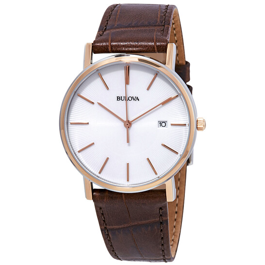 Bulova Dress Series White Dial Brown Leather Men's Watch 98H51 ...