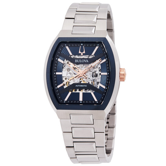 Bulova Maquina Automatic Blue Dial Men's Watch 98A319 042429603646 ...