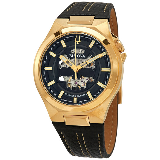 Bulova Maquina Automatic Men's Leather Watch 97A148 042429570719 ...