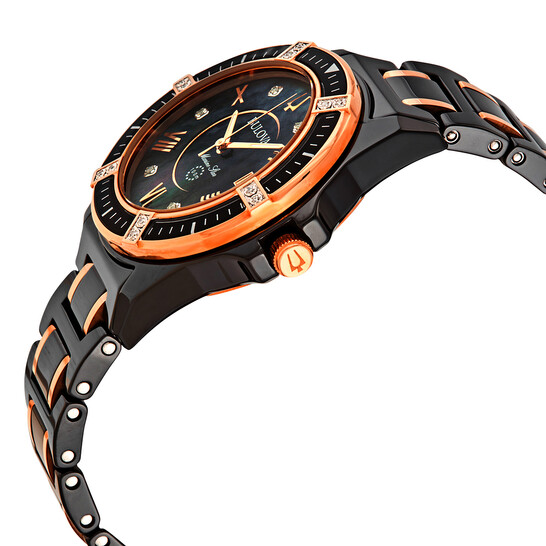 Bulova Marine Star Black Mother of Pearl Diamond Dial Ladies Watch ...