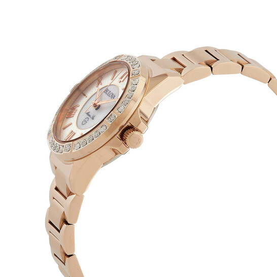 Bulova Marine Star Quartz Diamond White Mother of Pearl Dial Ladies ...