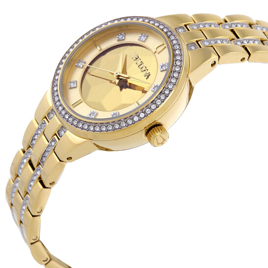 Bulova Phantom Quartz Crystal Champagne Dial Ladies Watch 97L176 ...