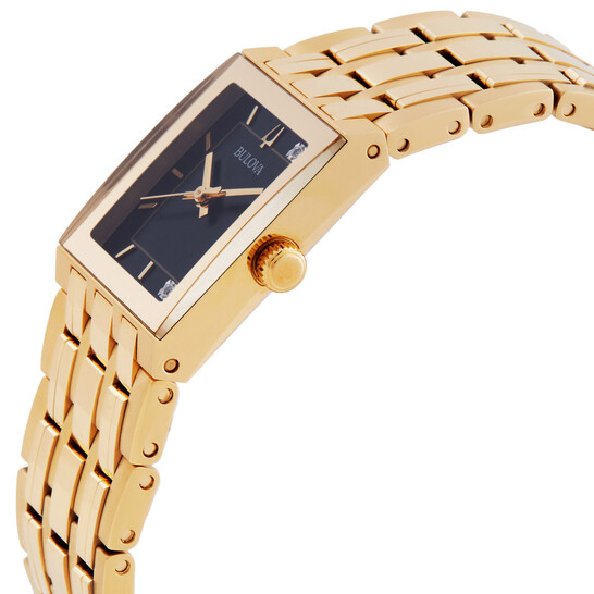 Bulova Quadra Quartz Diamond Black Dial Ladies Watch 97P167 ...