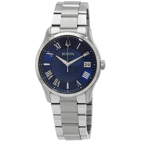 Bulova Wilton Classic Quartz Blue Dial Men's Watch 96B386 042429590588 ...
