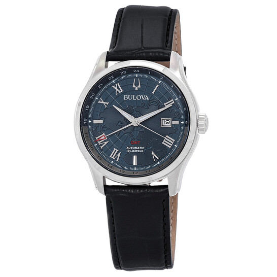 Bulova Wilton GMT Automatic Blue Dial Men's Watch 96B385 042429590601 ...