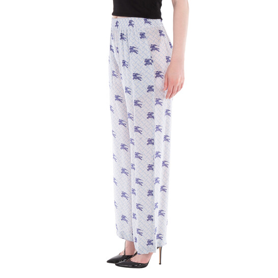 Burberry Alex EKD Monogram Silk Wide-leg Trousers, Brand Size 6 ( US ...
