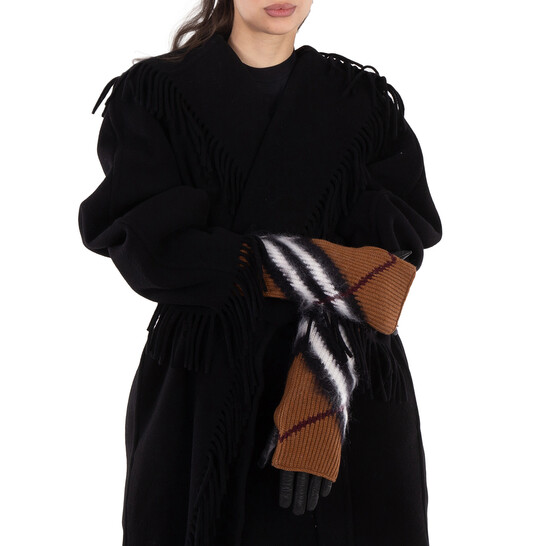 Burberry Chevron Lambskin Leather Gloves with Removable Overlay, Size 7 ...