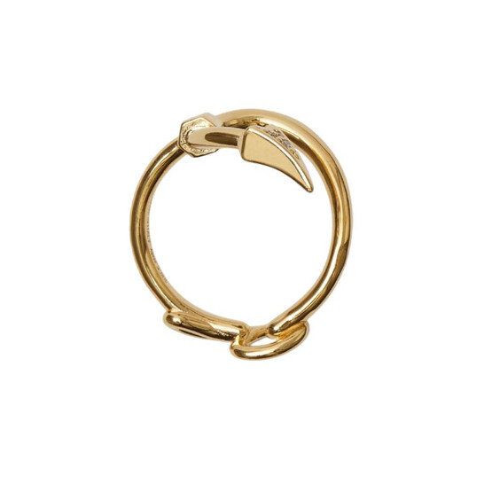 Burberry Gold-plated Hook Pave Ring, Size 53 8079688 - Jewelry ...