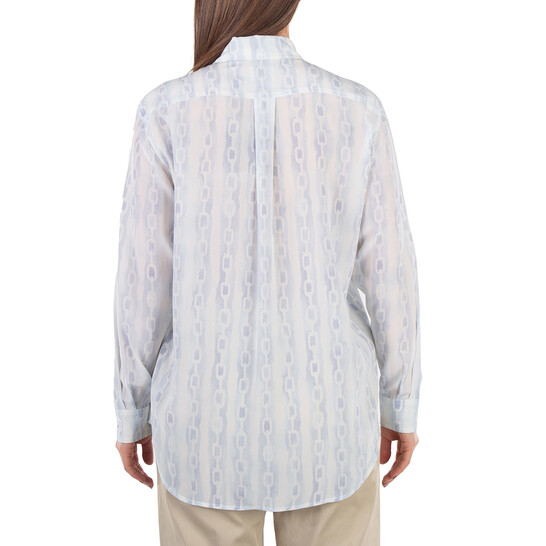Burberry Ivanna Chain Print Silk Button-Down Collar Oversized Shirt ...