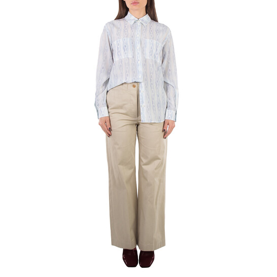 Burberry Ivanna Chain Print Silk Button-Down Collar Oversized Shirt ...