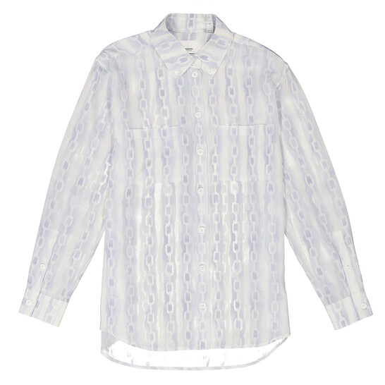 Burberry Ivanna Chain Print Silk Button-Down Collar Oversized Shirt ...