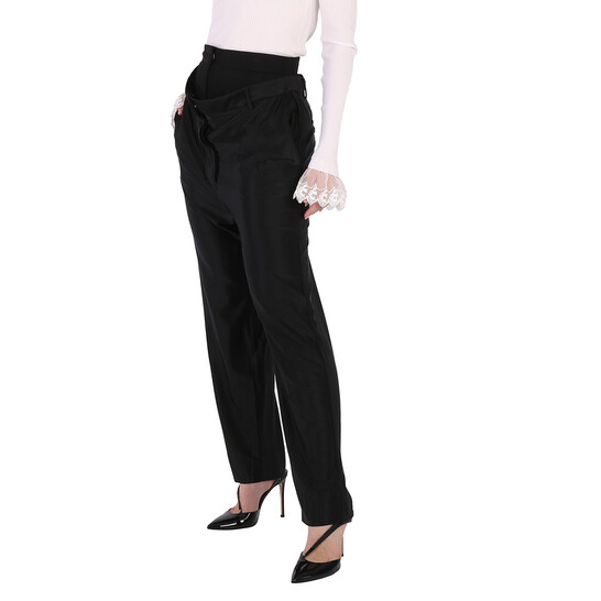Burberry Ladies Black Lombardy Double-waisted Jersey Pants, Brand Size ...